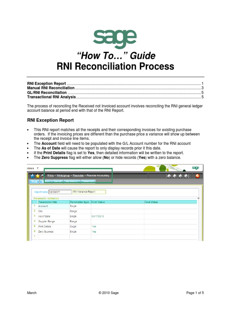 Sage X3 - User Guide - HTG-RNI Reconciliation Procedure PDF | PDF | Receipt | Invoice