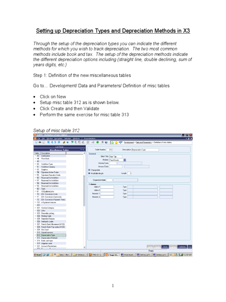 Sage X3 User Guide Setting Up Depreciation Types And Depreciation Methods In X3 Pdf