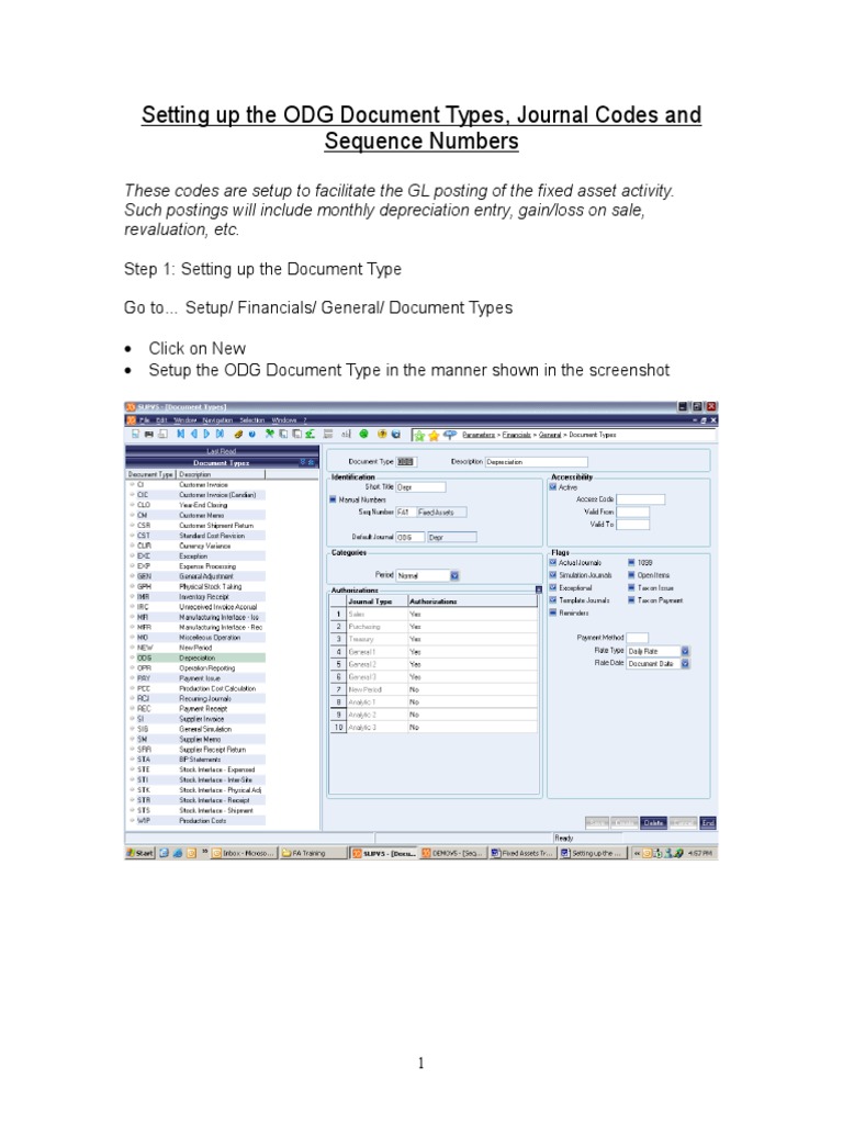 Sage X3 - User Guide - Setting Up The ODG Document Types and Journal ...