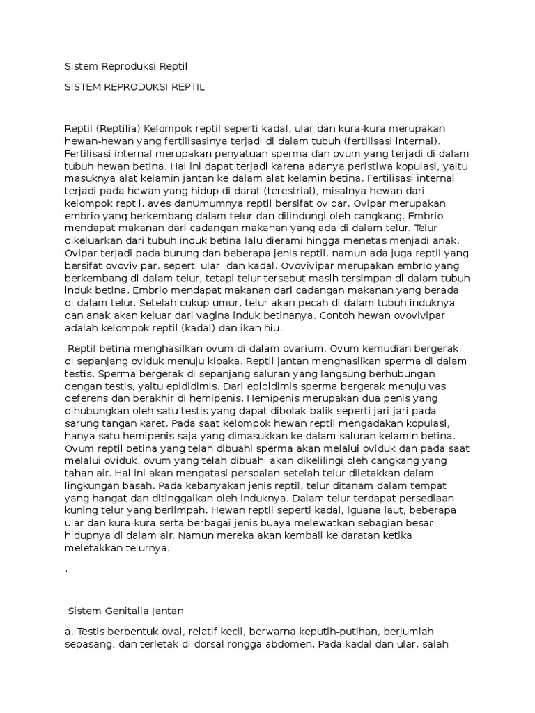 Sistem Reproduksi Reptil dan Fertilisasi | PDF | Sains & Matematika
