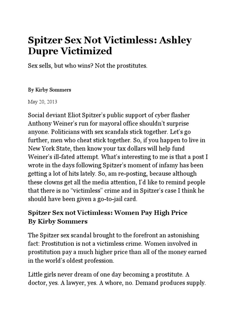 Spitzer Sex Scandal: Ashley Dupre Victimized by Kirby Sommers | PDF ...