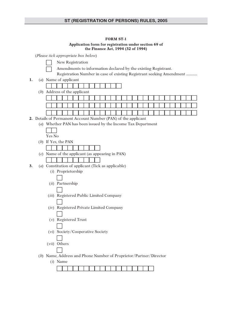 Form ST-1 | PDF | Sole Proprietorship | Social Institutions