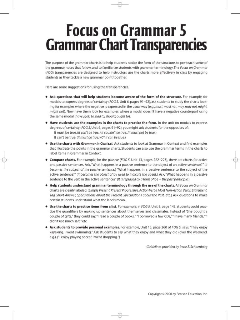 Grammar Chart Transparencies PDF | PDF | Adverb | Perfect (Grammar)