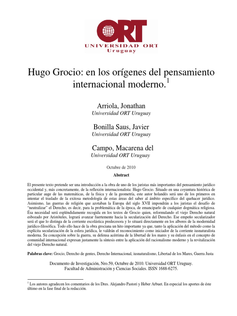 Hugo Grocio en Los Orígenes Del Pensamiento | PDF | Santo Imperio ...