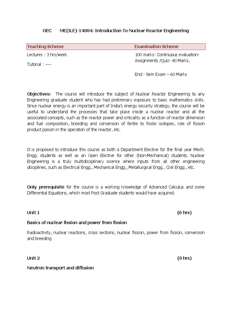 Introduction To Nuclear Reactor Engineering | PDF