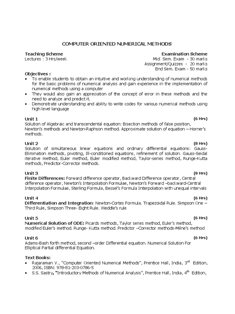 Computer Oriented Numerical Methods | PDF | Numerical Analysis | Finite Difference