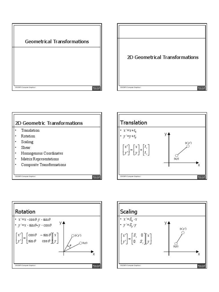Geometrical Transformations 2D Geometrical Transformations: Translation | PDF