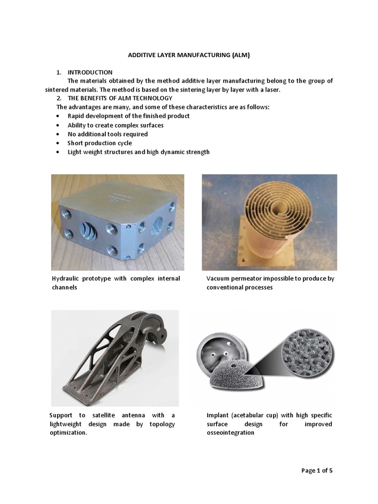 ALM: Benefits, Limits, and Design | PDF | 3 D Printing | Industries