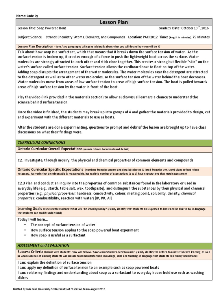 Soap Powered Boat Experiment Overview | PDF | Educational Assessment ...