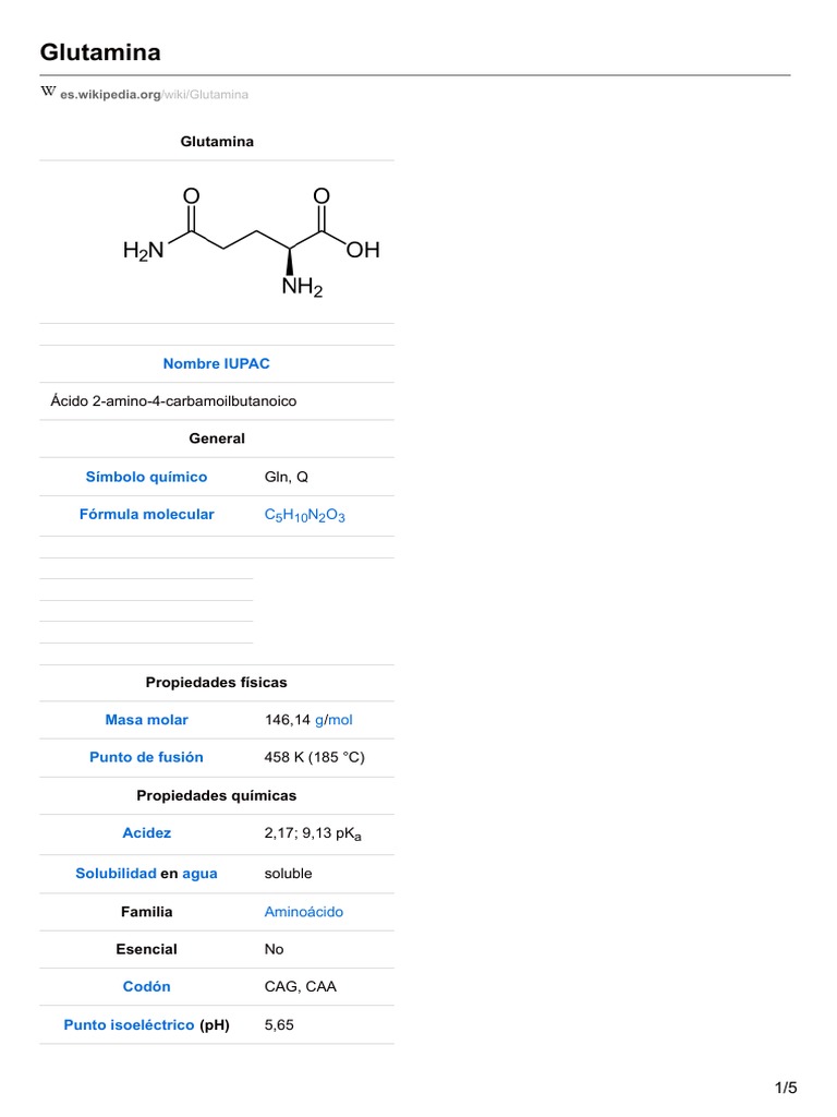 Glutamina | PDF | Bioquímica | Química