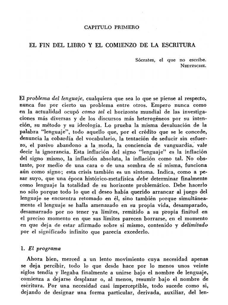 Derrida. El Fin Del Libro y El Comienzo de La Escritura | PDF | Verdad ...