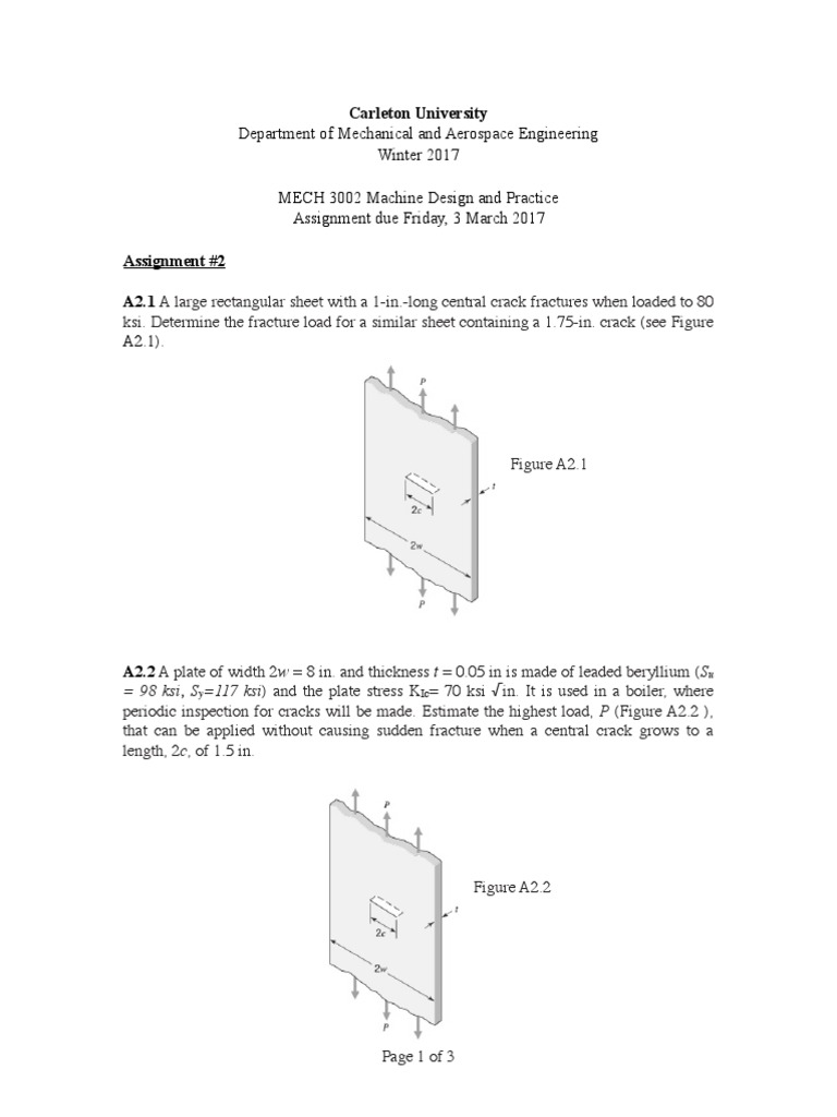MECH 3002 Assignment 2 2017 | PDF | Strength Of Materials | Fracture
