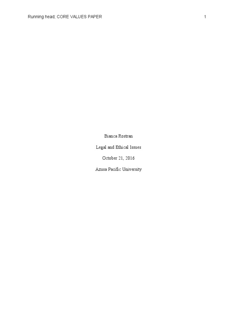 Core Values Paper | PDF | Value (Ethics) | Optimism