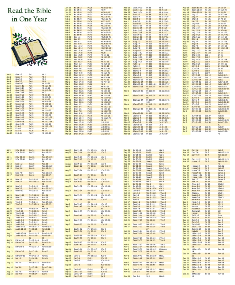 Catholic Bible Reading Plan: One Year | PDF | Nevi'im | Bible Content