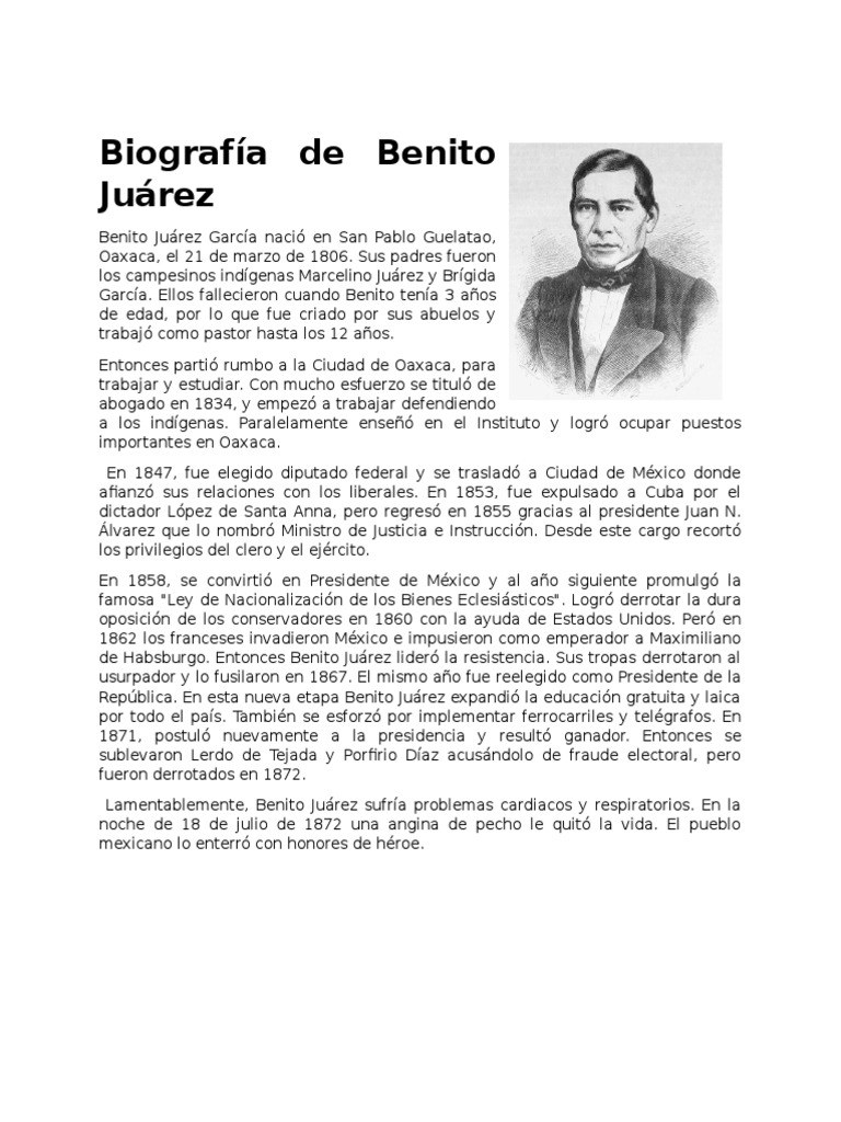 Biografia de Benito Juarez y Porfirio Diaz | PDF | México | Gobierno