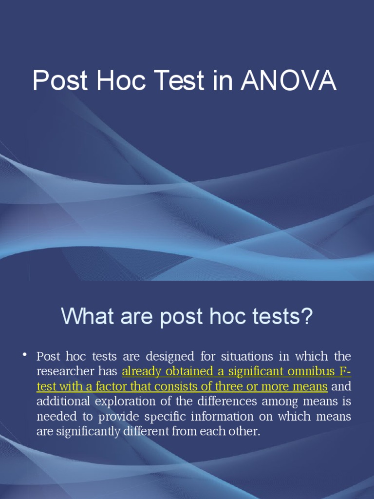 Post Hoc Test in ANOVA | PDF | Analysis Of Variance | Probability And ...