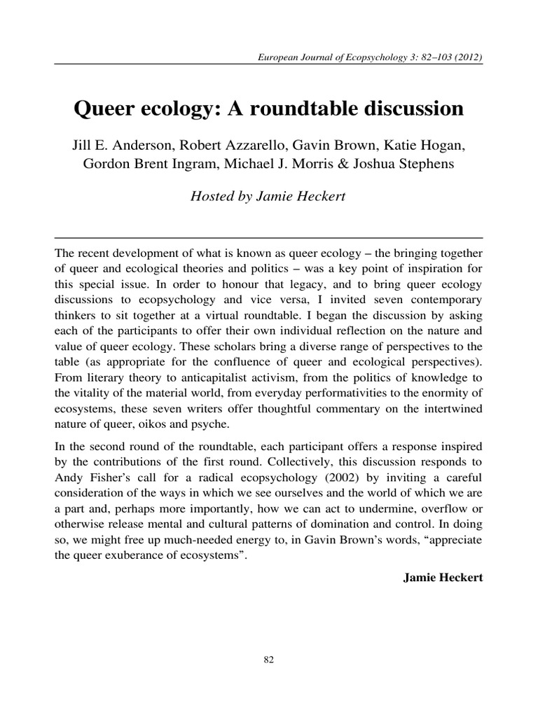 Queer Ecology: A Roundtable Discussion | PDF | Queer Theory | LGBTQIA+ ...
