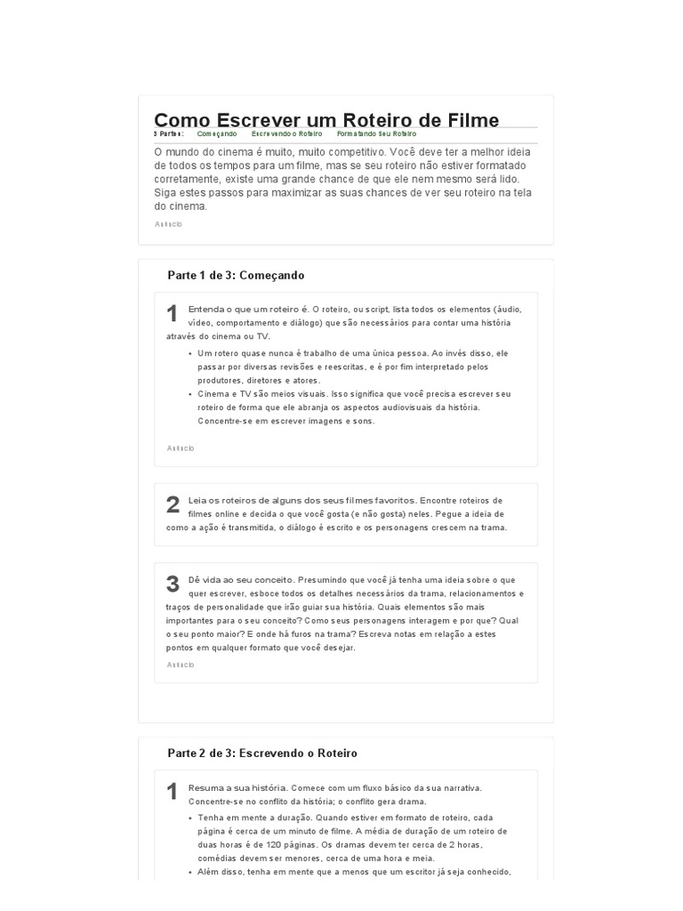 Como Escrever Um Roteiro de Filme - 14 Passos | PDF | Roteiro | Publicidade