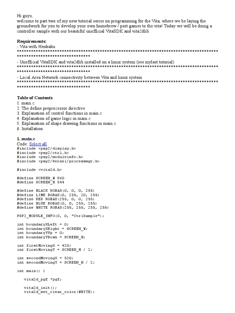 Vita Programming Tutorial Part 2 | PDF | Input/Output | Instruction Set