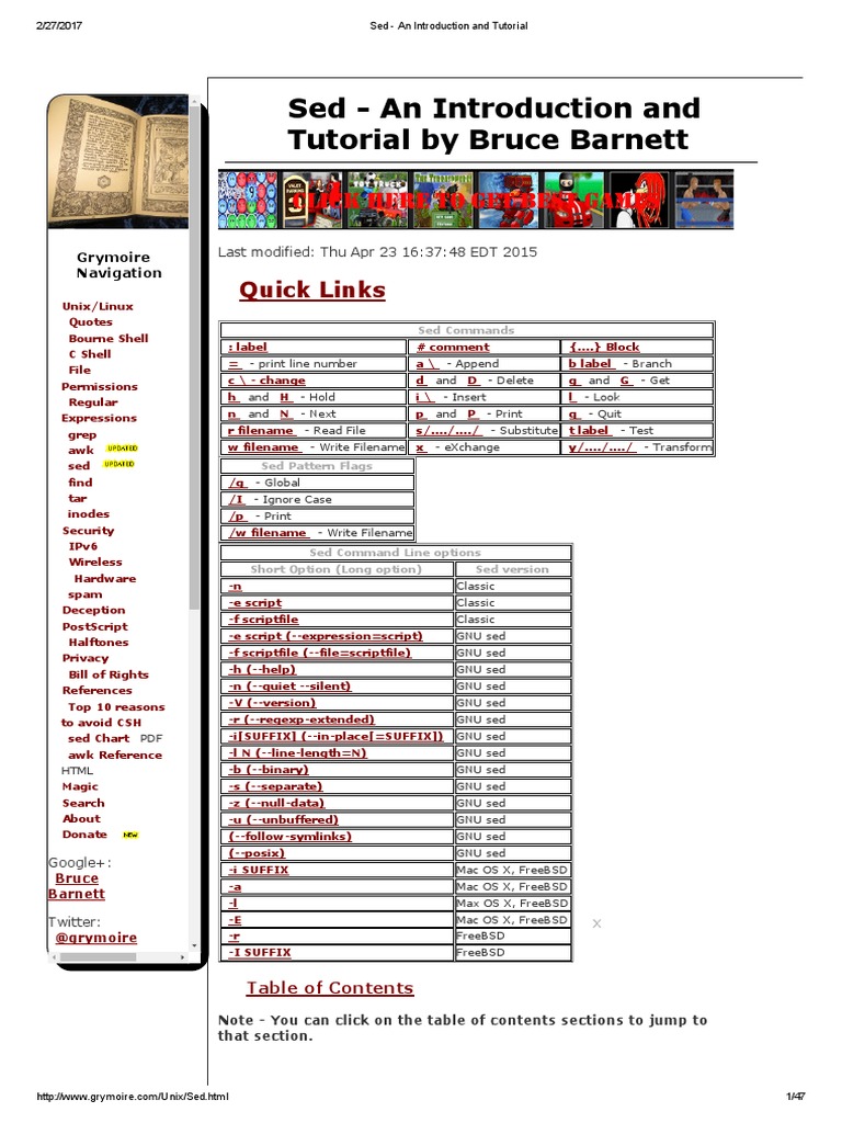 Sed - An Introduction and Tutorial | PDF | Regular Expression | Command Line Interface