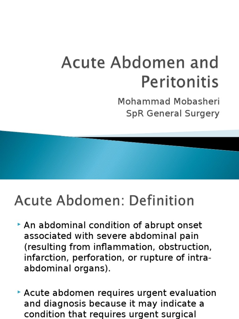 Acute Abdomen and Peritonitis | PDF | Peritoneum | Digestive System