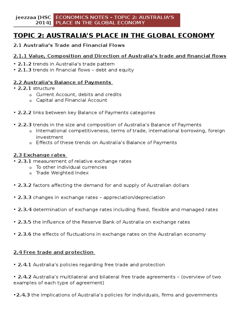 Topic 2 - Australia in The Global Economy | PDF | Current Account ...