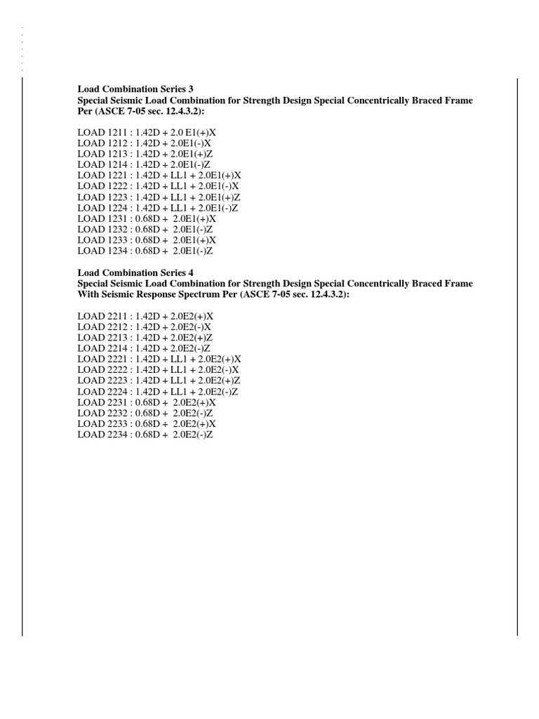 Special Load Combination For SCBF Frames