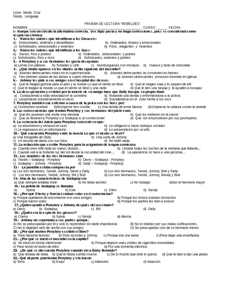 Prueba de Rebeldes | PDF | Ocio