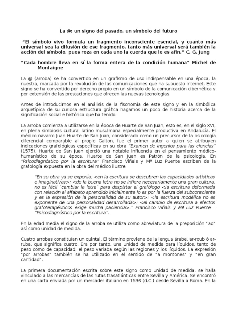 La @ Signo Del Pasado y Símbolo Del Futuro | PDF | Los símbolos | Carl Jung