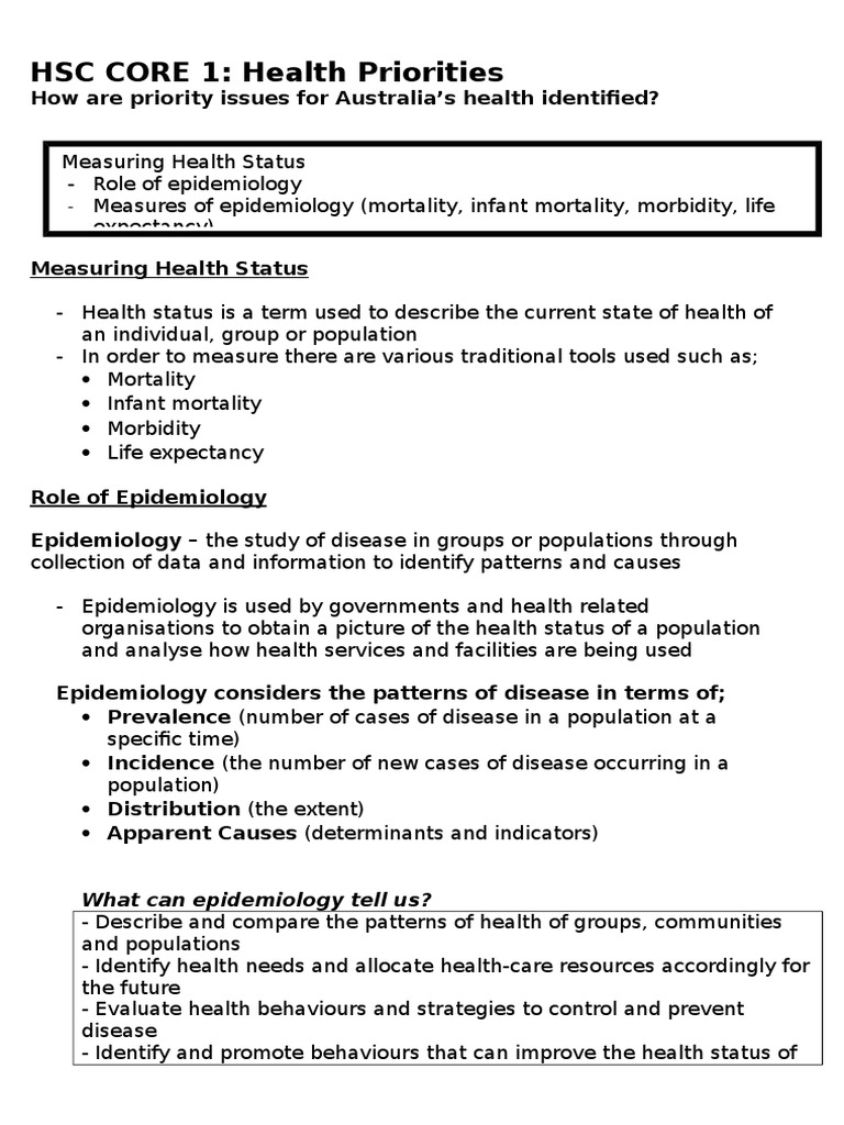 HSC Core 1 | PDF | Epidemiology | Mortality Rate