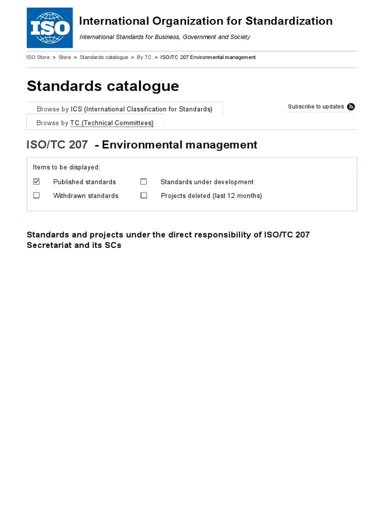 ISO - IsO Standards - IsO - TC 207 - Environmental Management | PDF ...