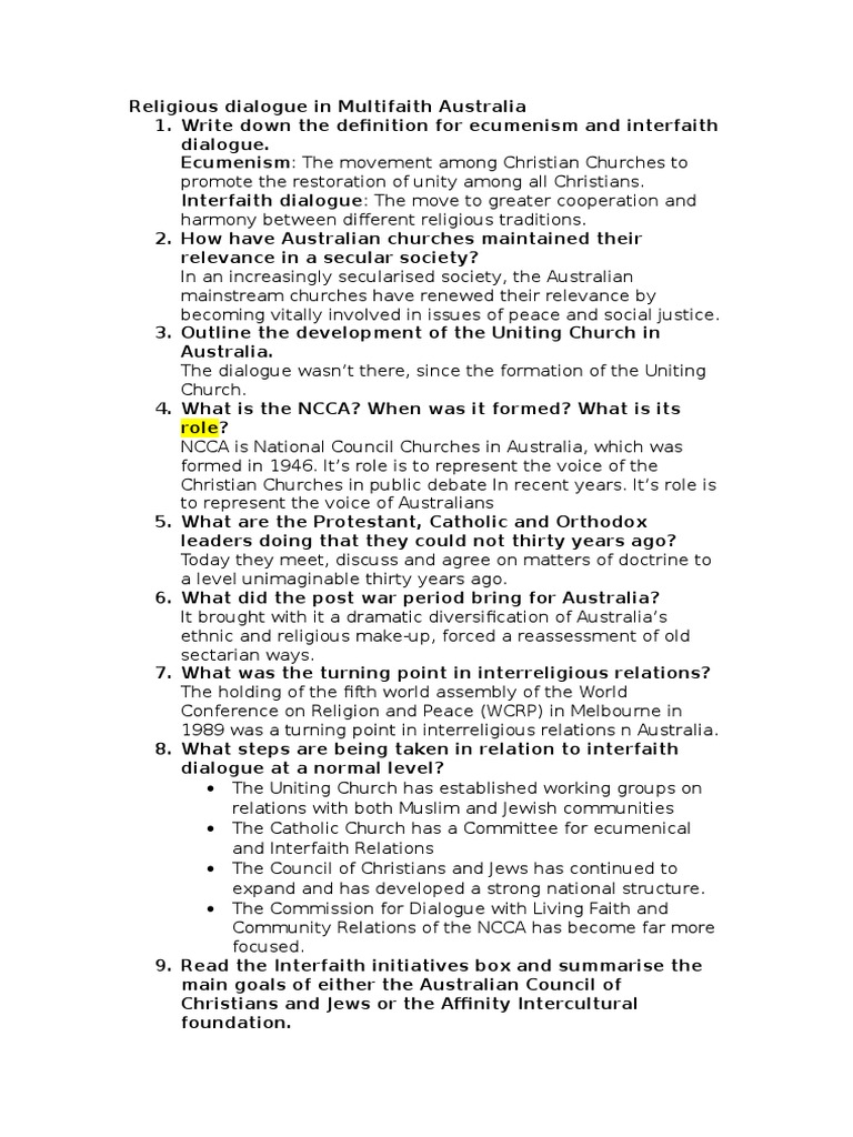 Religious Dialogue in Multifaith Australia | PDF | Interfaith Dialogue ...