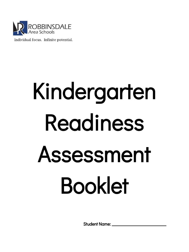 Kindergarten Readiness Assessment Booklet: Student Name | PDF ...