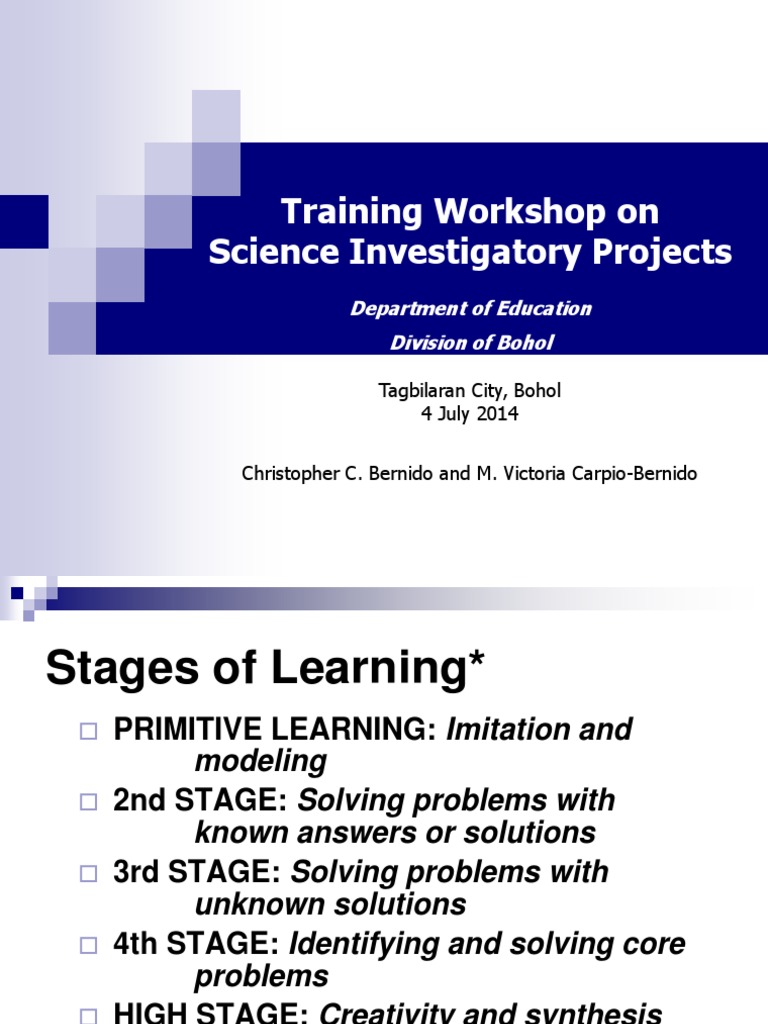 Science Investigatory Projects Training Workshop 2014 | PDF ...