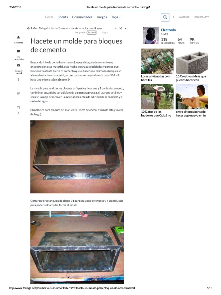 Molde para Bloques de Cemento | PDF