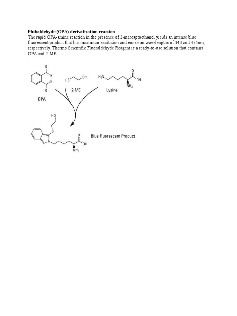 Phthaldehyde (OPA) Derivatization Reaction | PDF | Science ...