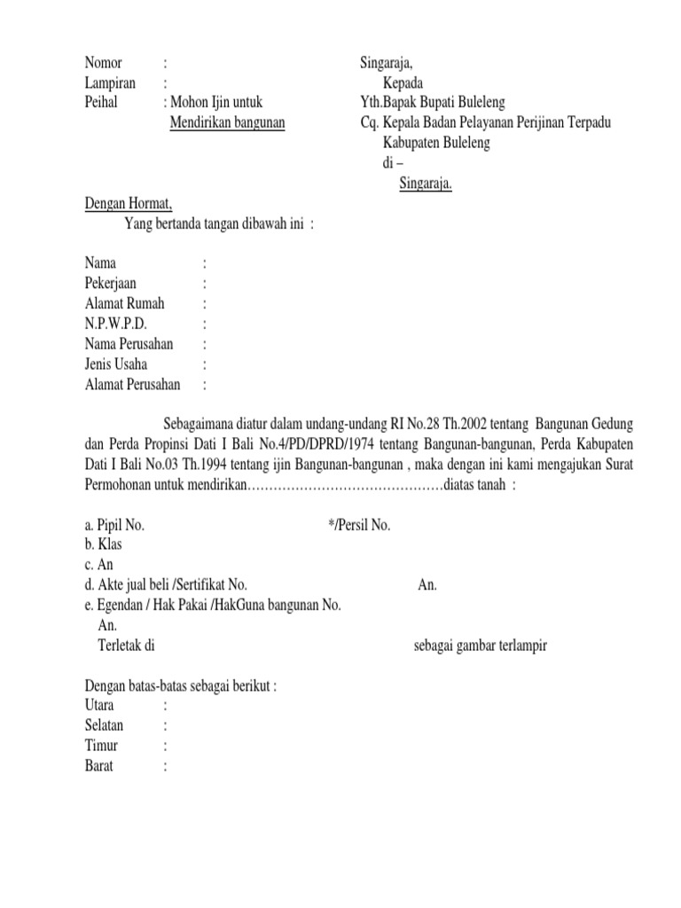18 Permohonan Ijin IMB BPPT | PDF | Griya & Taman