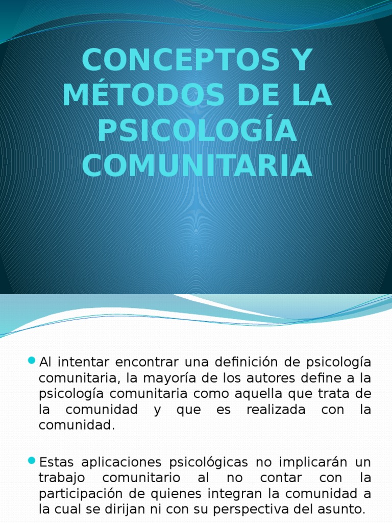 Conceptos y Métodos de La Psicología Comunitaria | Descargar gratis PDF ...