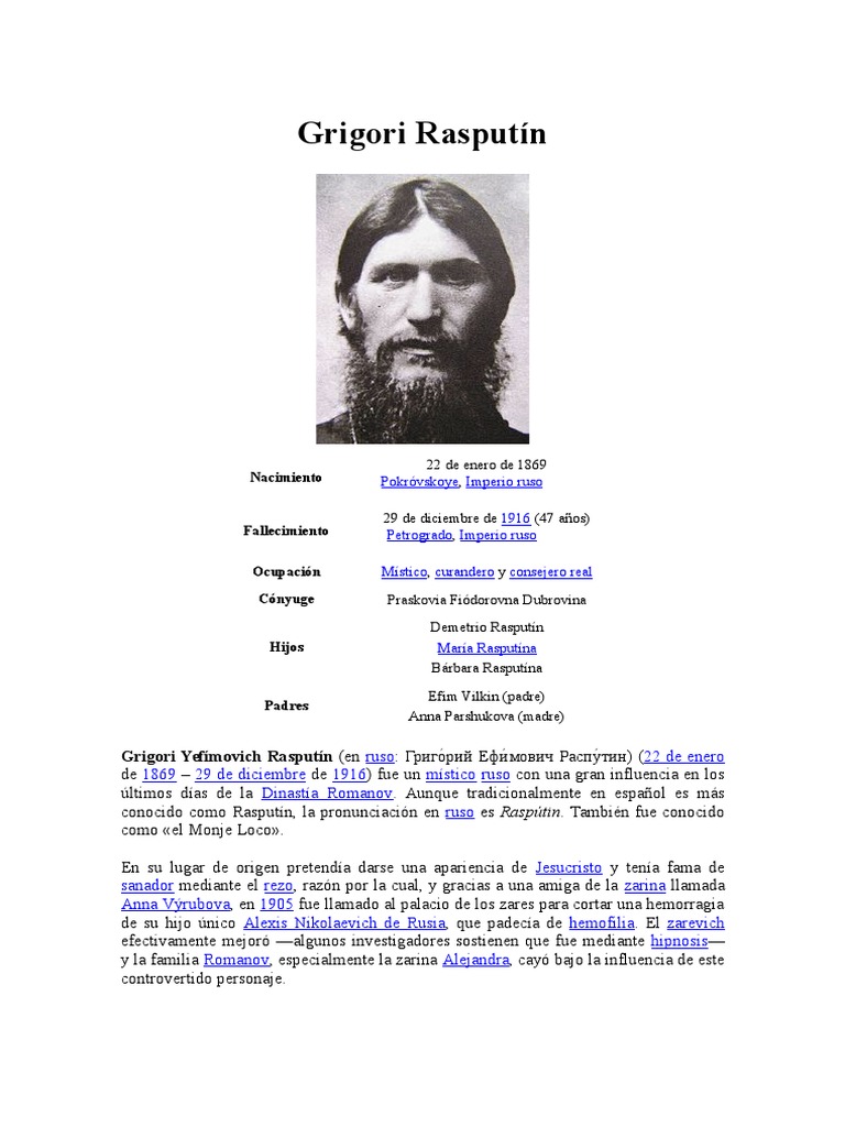 Grigori Rasputín | PDF | Grigori Rasputin | Religión y creencia