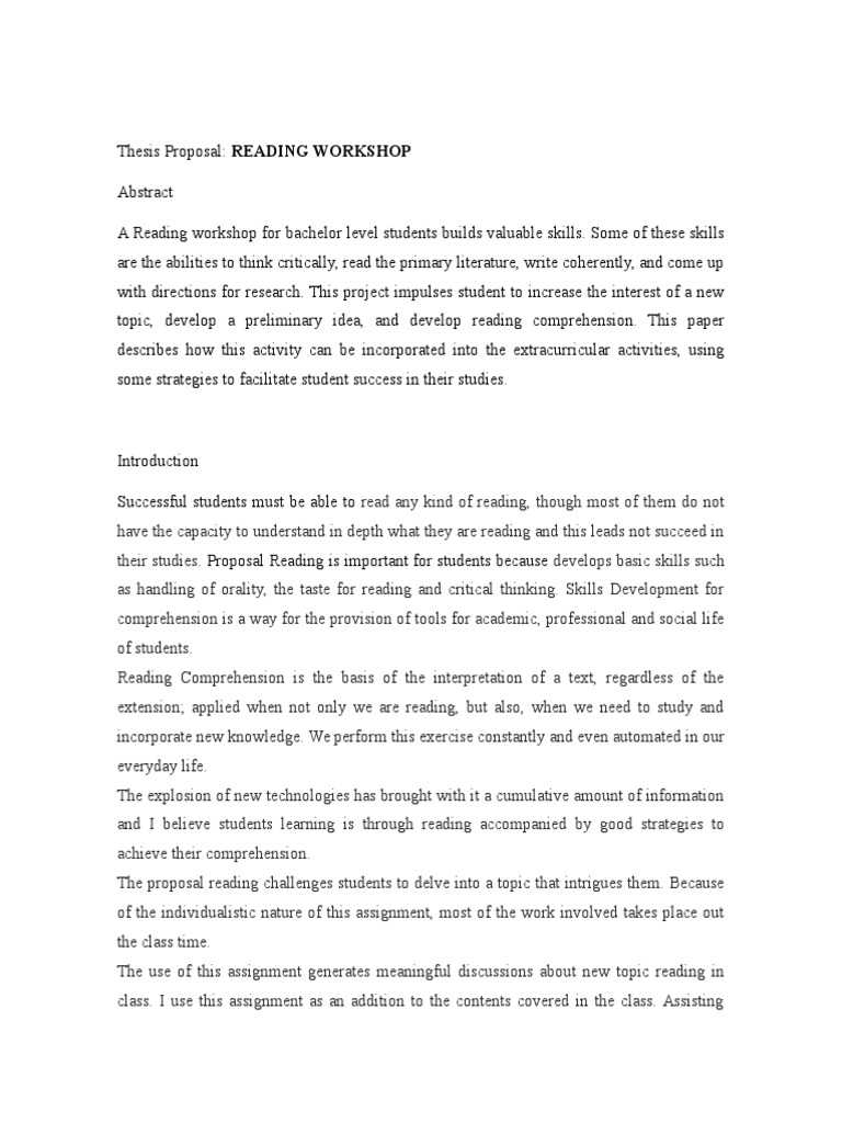 Thesis Proposal - Reading Workshop | PDF | Reading Comprehension ...
