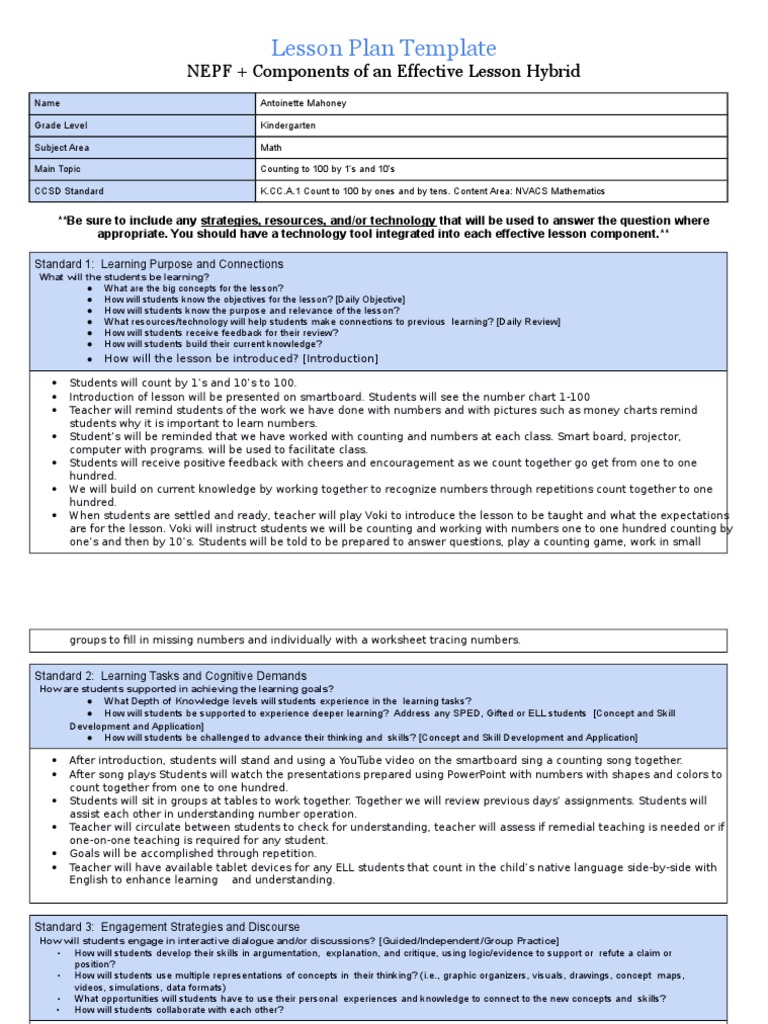 Lesson Plan Nepf | PDF | Worksheet | Teachers