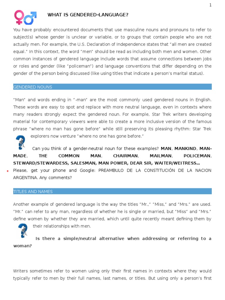 What Is Gendered Language | PDF | Grammatical Gender | Linguistic ...
