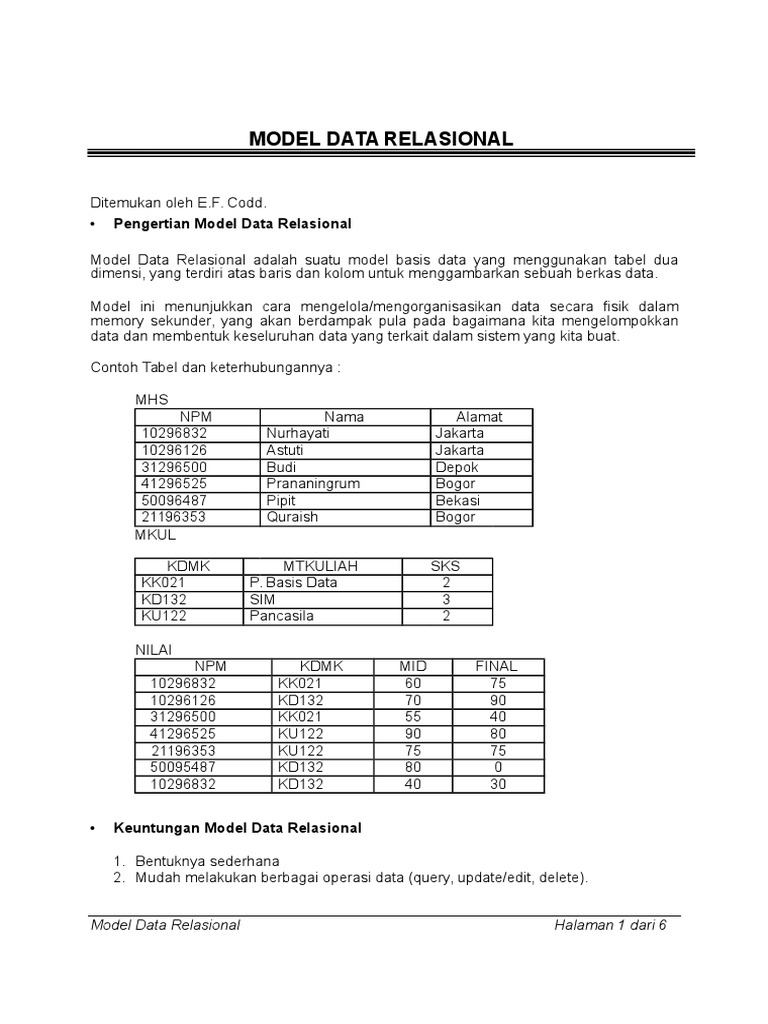Model Data Relasional | PDF