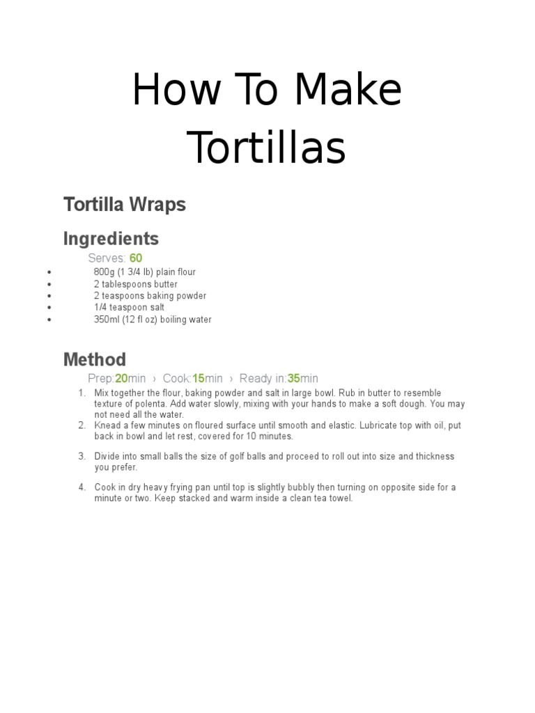 Homemade Tortilla Recipe Guide | PDF
