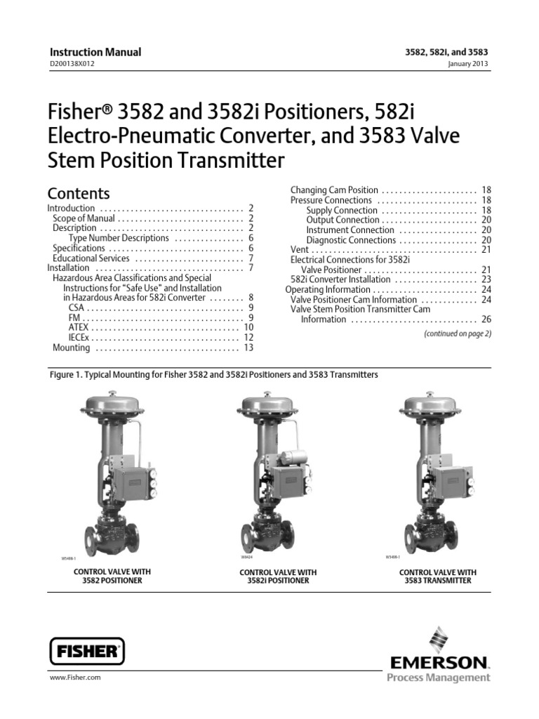 Fisher r 3582 and 3582i Positioners, 582i Electro‐Pneumatic Converter ...