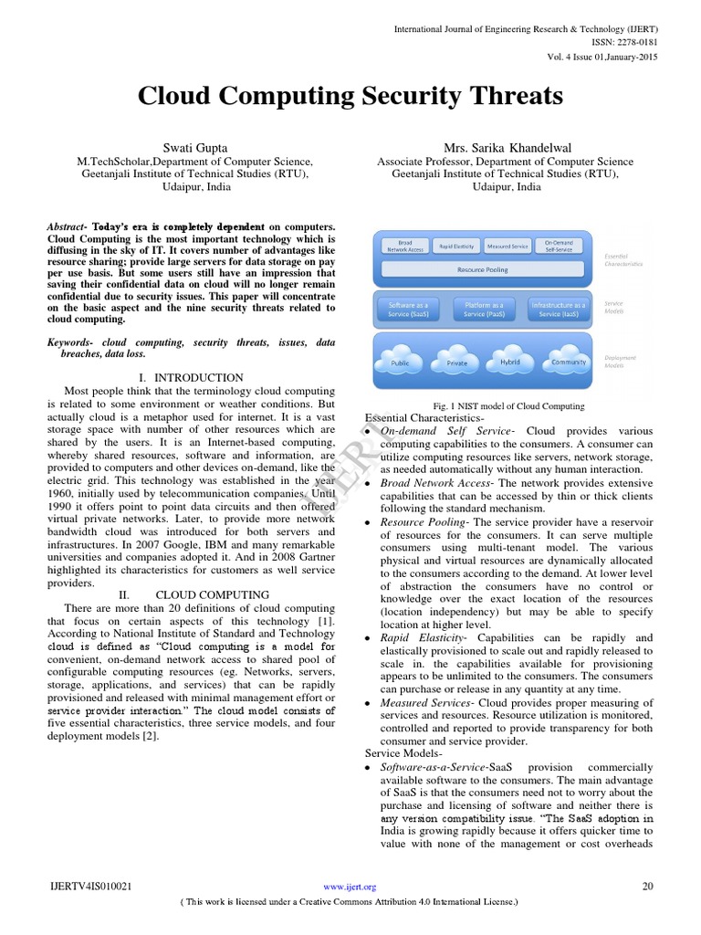 Cloud Computing Security Threats: An Analysis of the Top Nine Issues According to Industry ...