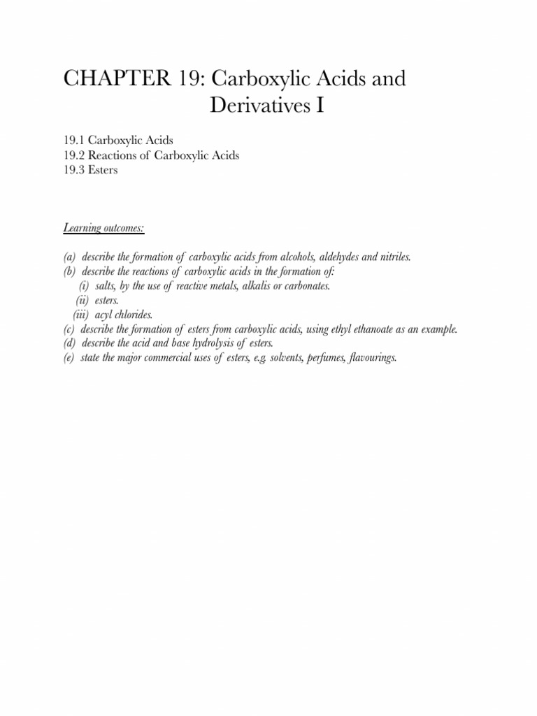 Carboxylic Acids and Their Derivatives | PDF | Ester | Carboxylic Acid