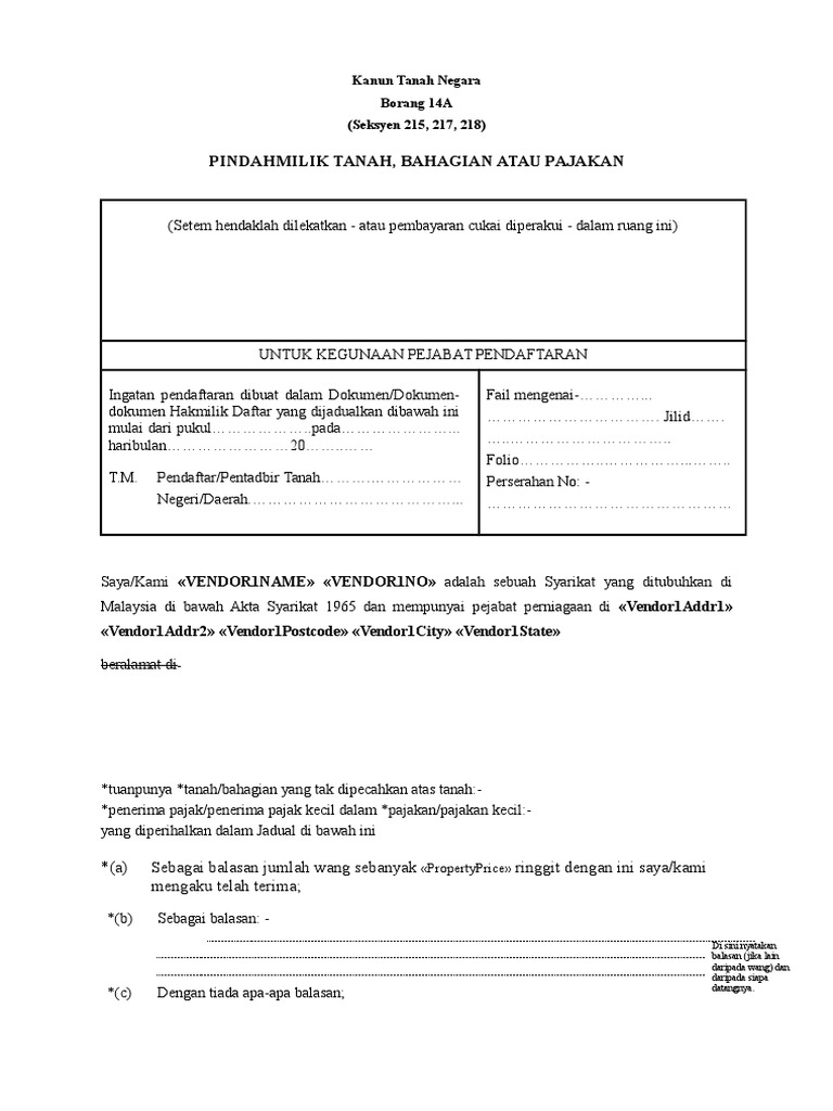 Borong 14A Kanun Tanah Negara | PDF