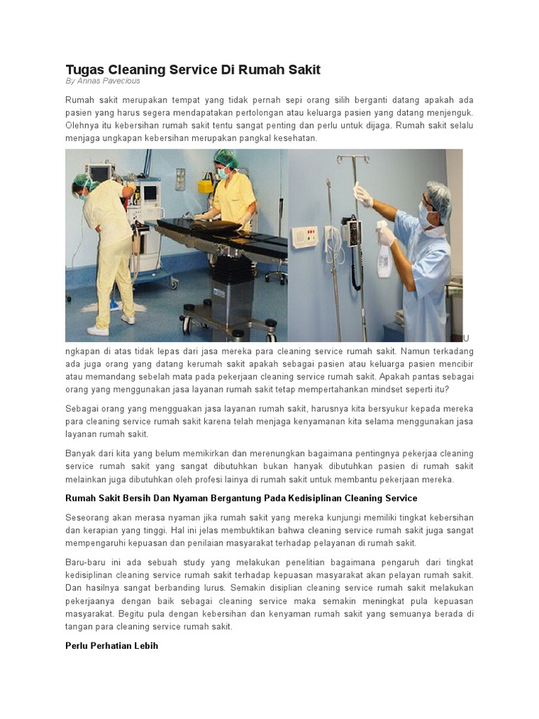 Tugas Cleaning Service di Rumah Sakit | PDF | Griya & Taman | Kesehatan Holistik