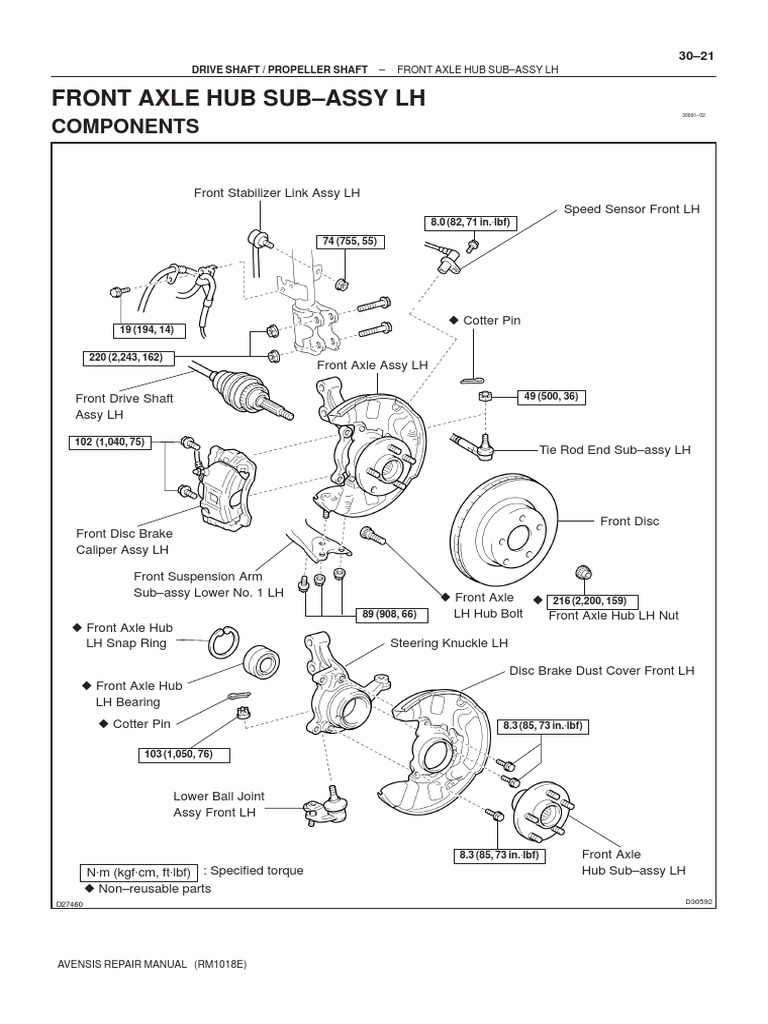 Front Axle Hub Sub-Assy LH: Components | PDF | Axle | Mechanical ...